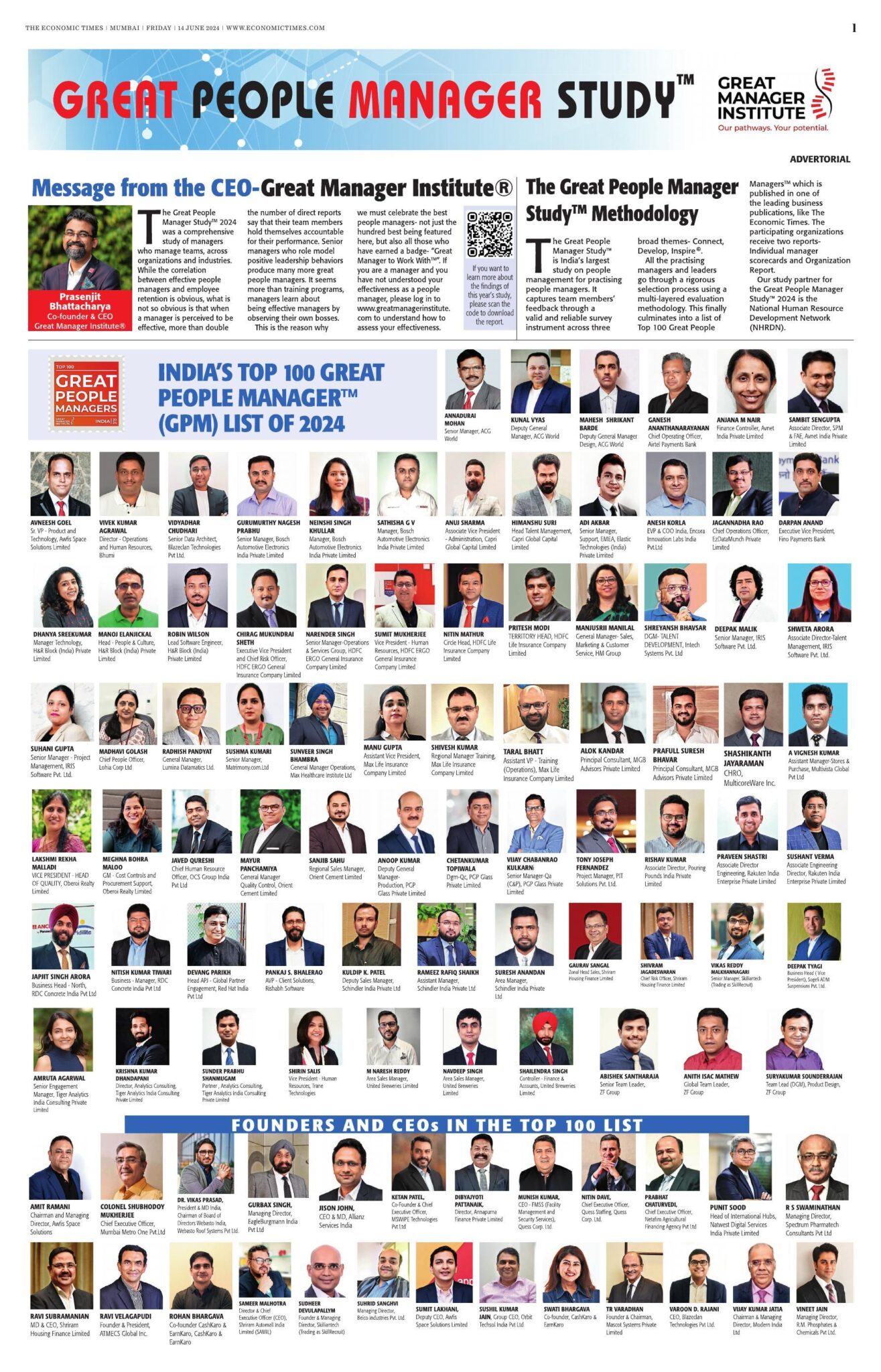 Top 100 Great People Managers 2024 - Great Manager Institute®