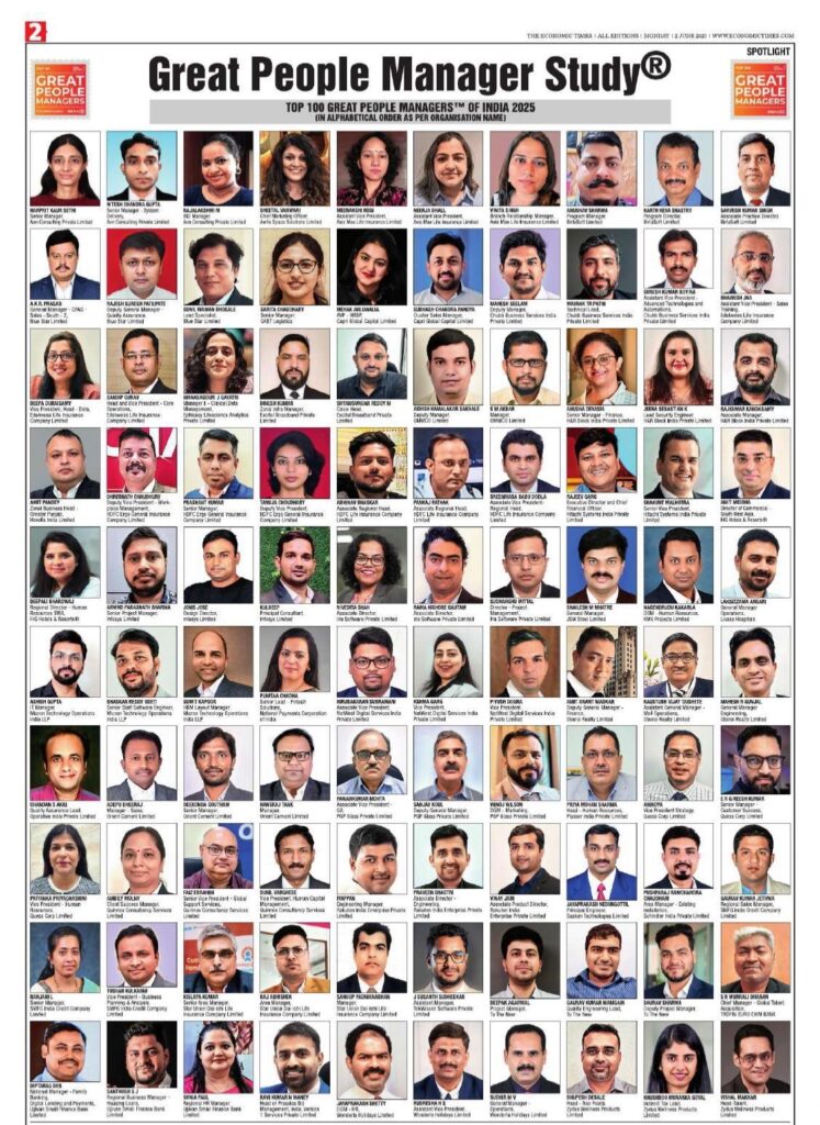 Indias top 100 Great Managers List - Great Manager Institute®